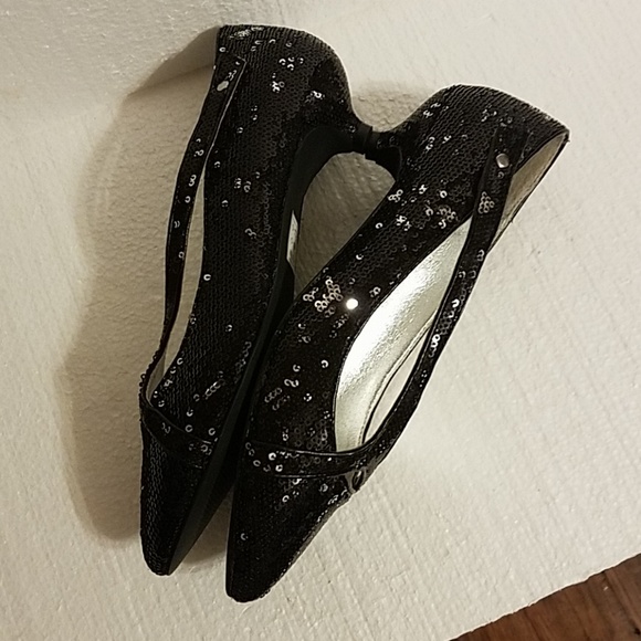 Ashro | Shoes | Ashro Black Sequined Kitten Heels | Poshmark